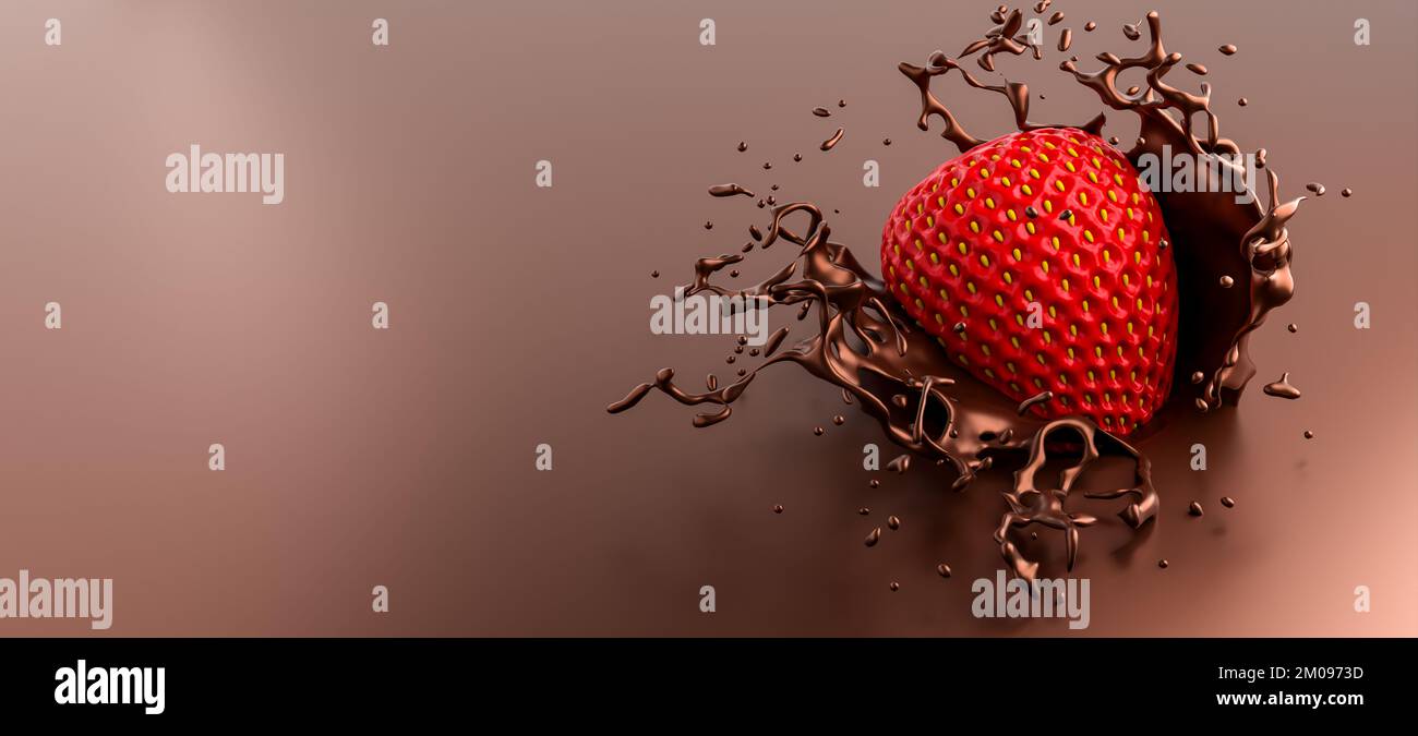 strawberry chocolate Single strawberry dipped in liquid chocolate ...