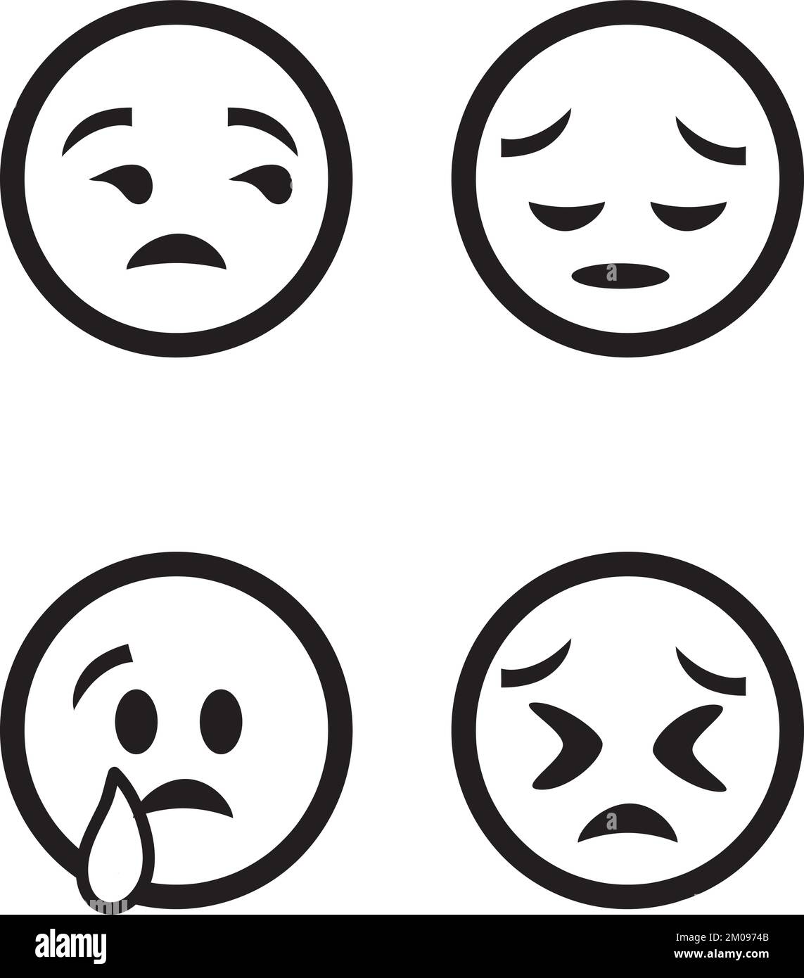 A black and white cute smiley emoticon faces set on a white background ...