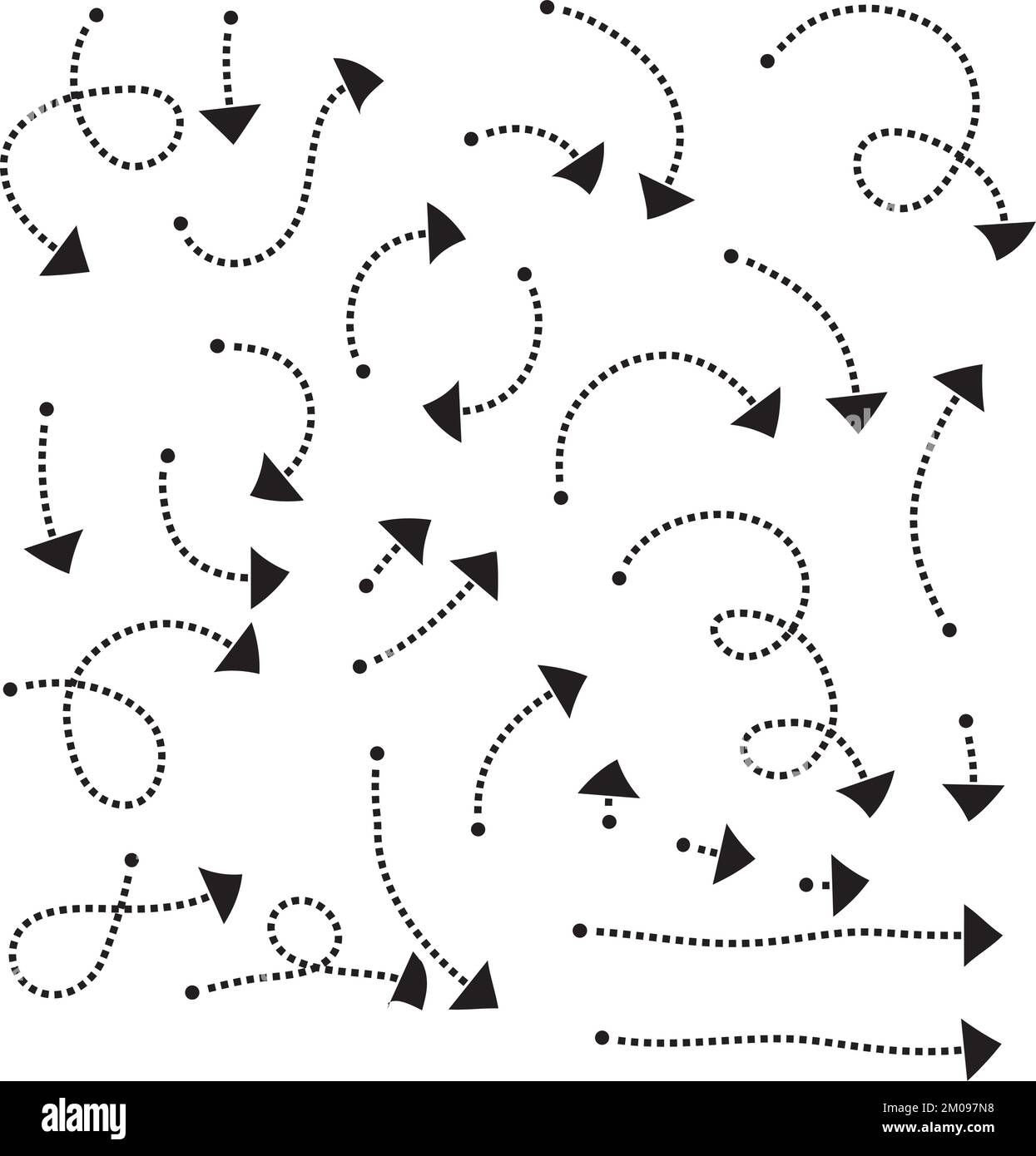 A design of black and white background with dash lined arrows Stock ...