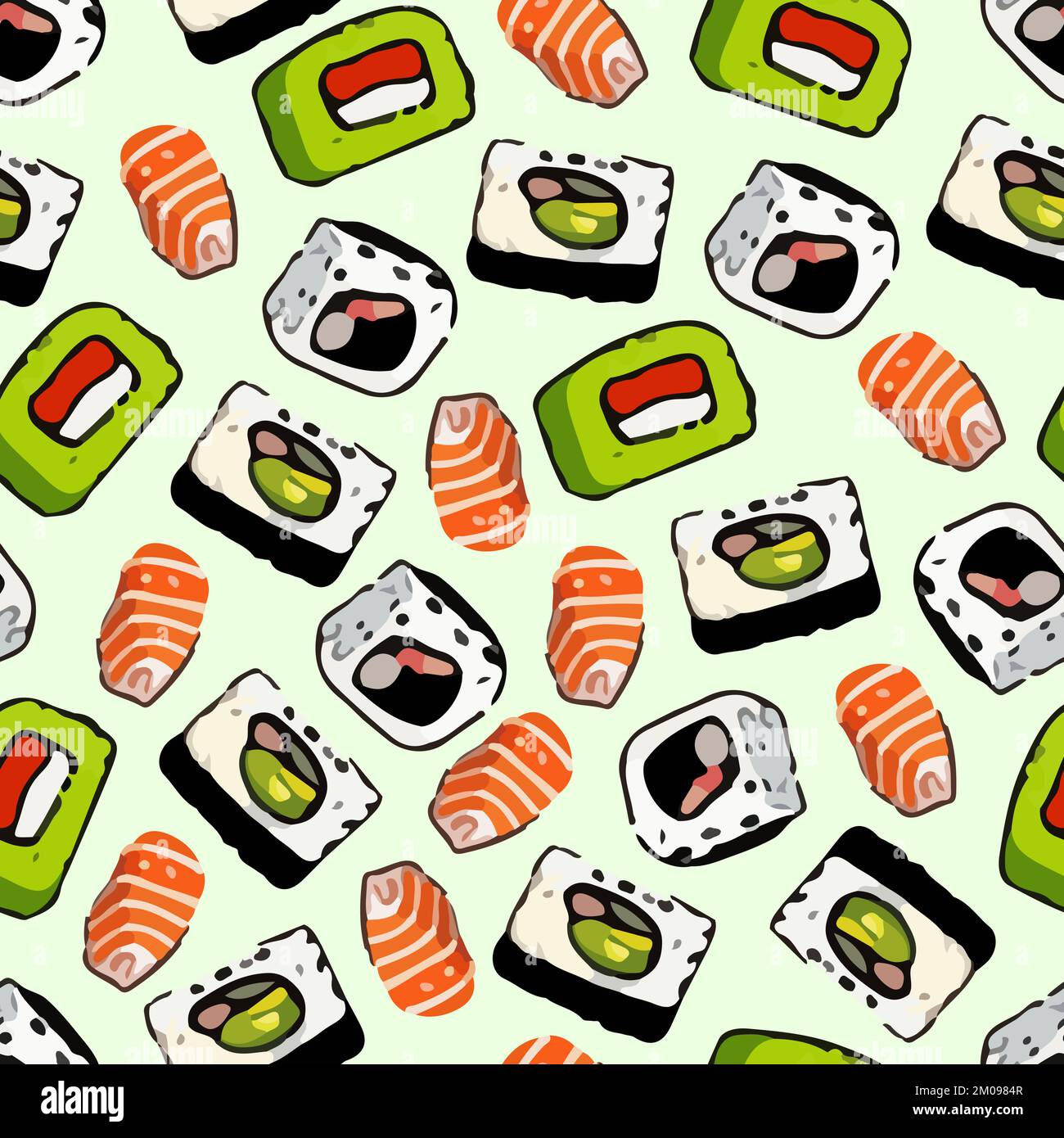 Vector Cute Sushi background seamless pattern Stock Vector Image & Art ...