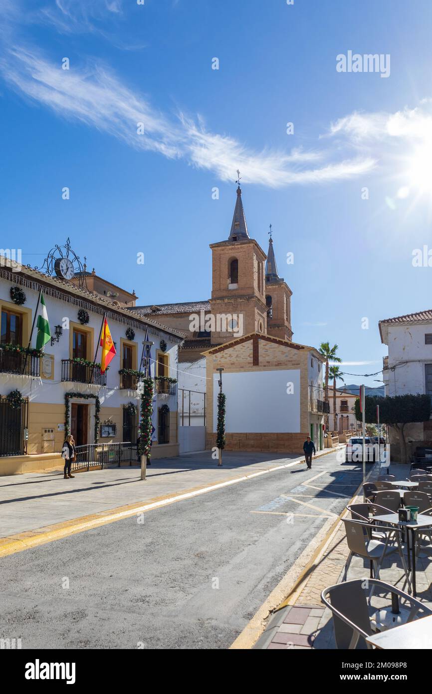Town Hall and Church in Cantoria Town, Almanzora Valley, Almeria ...