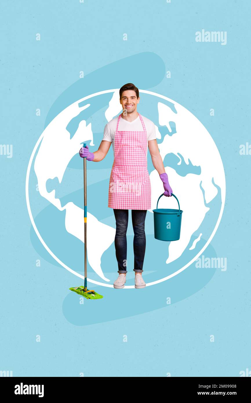 Collage photo of young positive smiling student guy volunteer hold ...