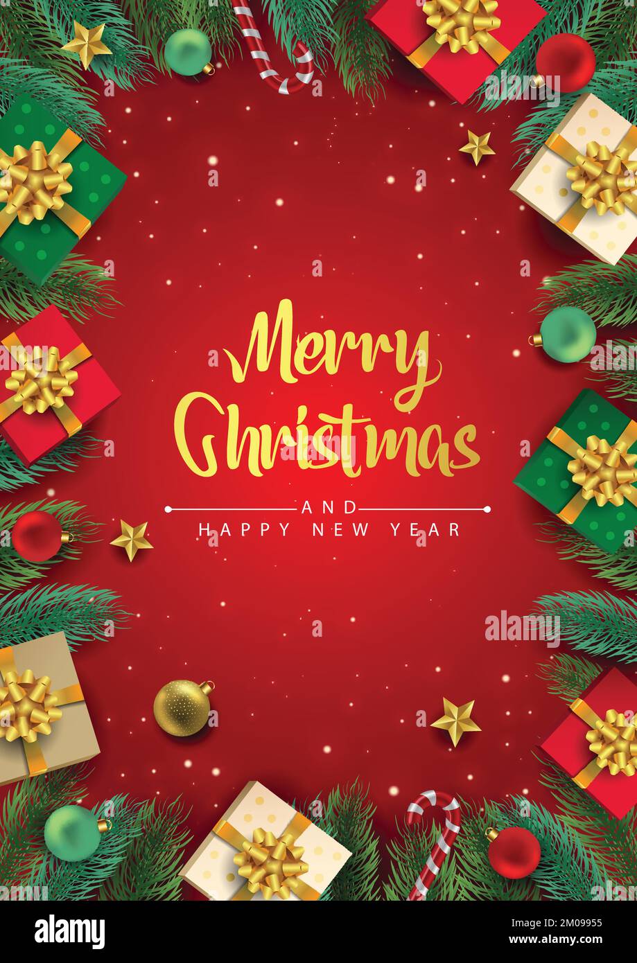 merry Christmas red background greetings. vector illustration design ...