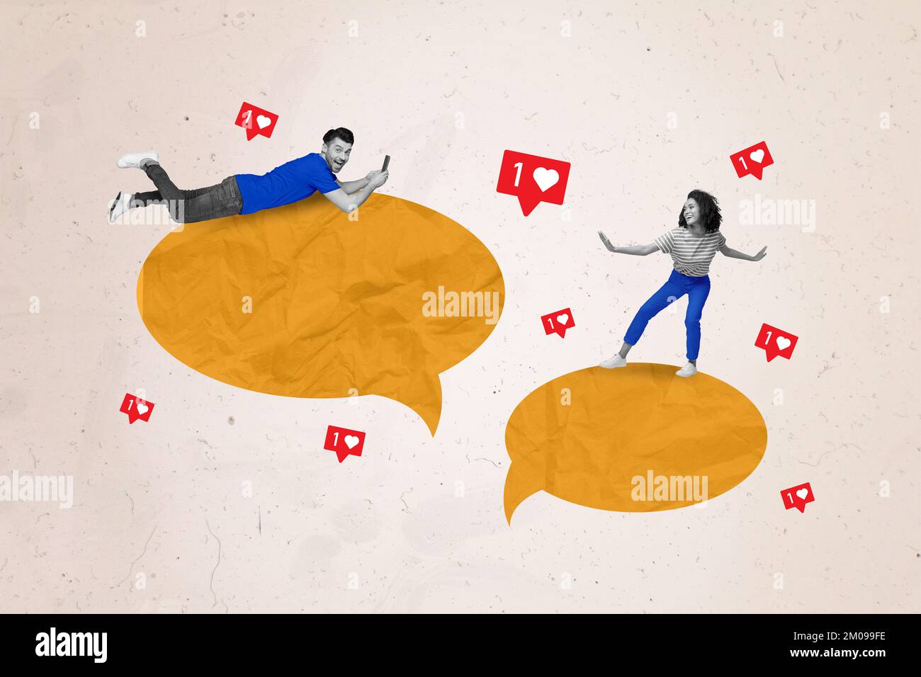 Creative photo 3d collage artwork poster postcard of young funny people ...