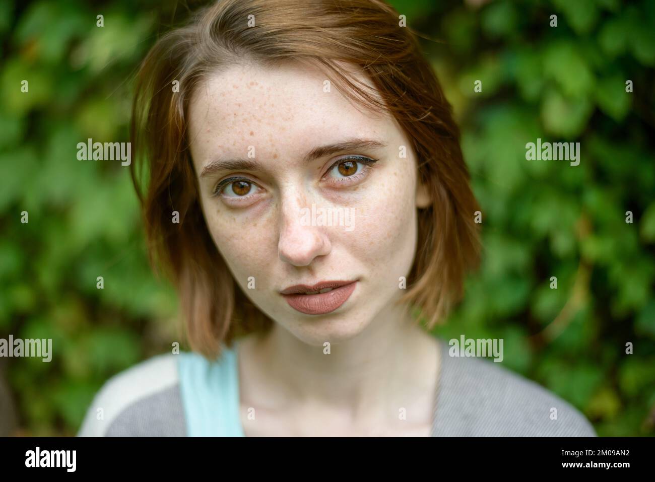 Portrait of young woman without retouch - natural beauty Stock Photo ...