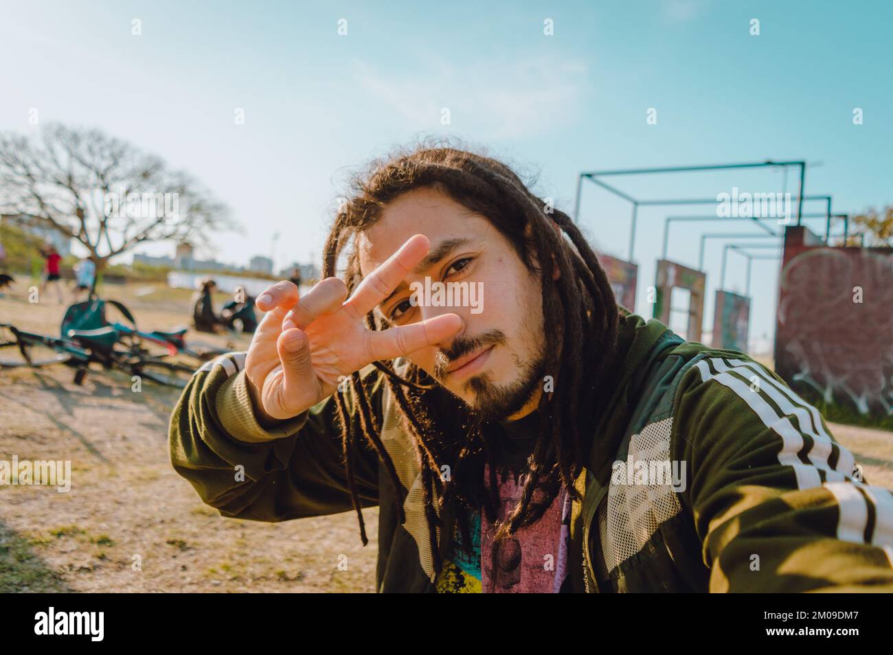 selfie photo with phone of young caucasian venezuelan man with ...