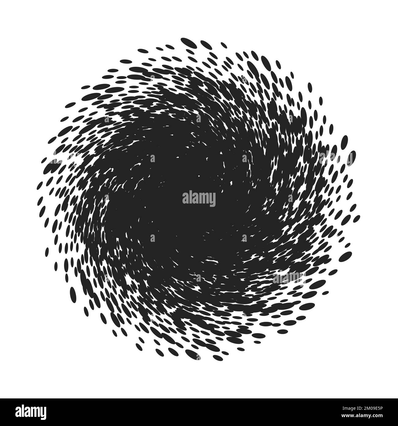 Swirl black dots. Abstract cloud of particles in vortex. Vector element ...