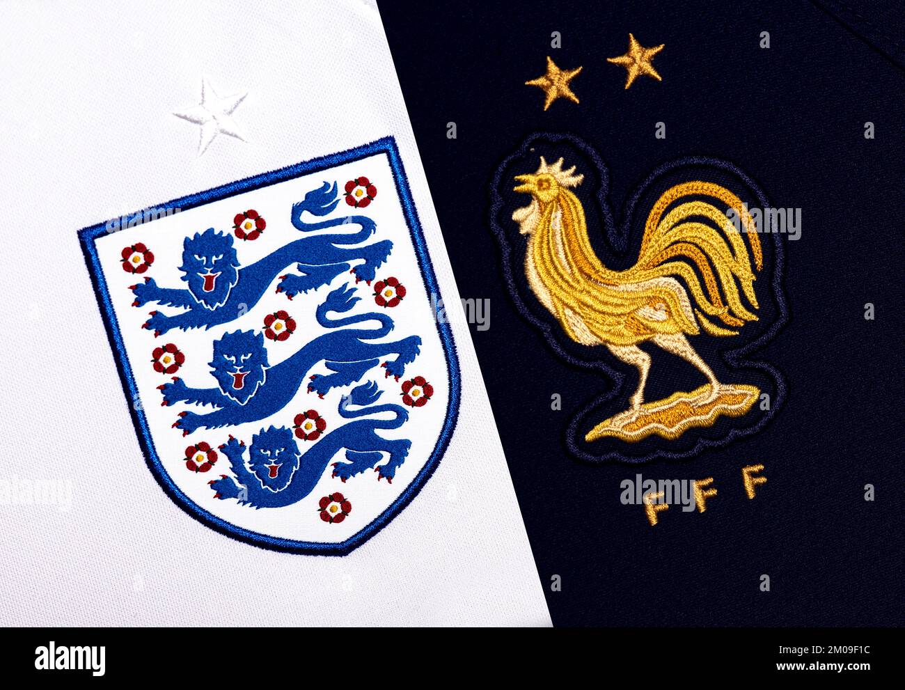 Close up of National Football team crest on home kit. FIFA World Cup ...