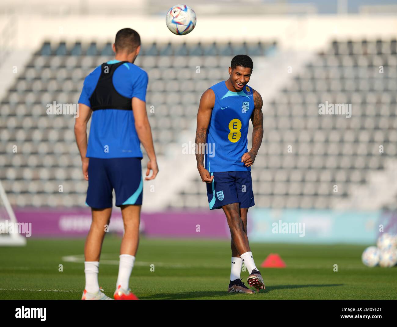 England's Marcus Rashford during a training session at the Al Wakrah ...