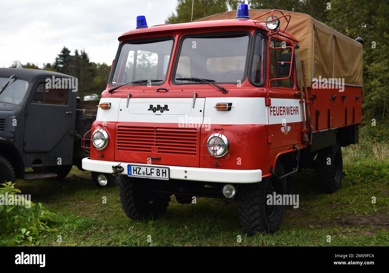 DDR truck Oldtimer Robur at a classic car meeting in Benneckenstein in ...