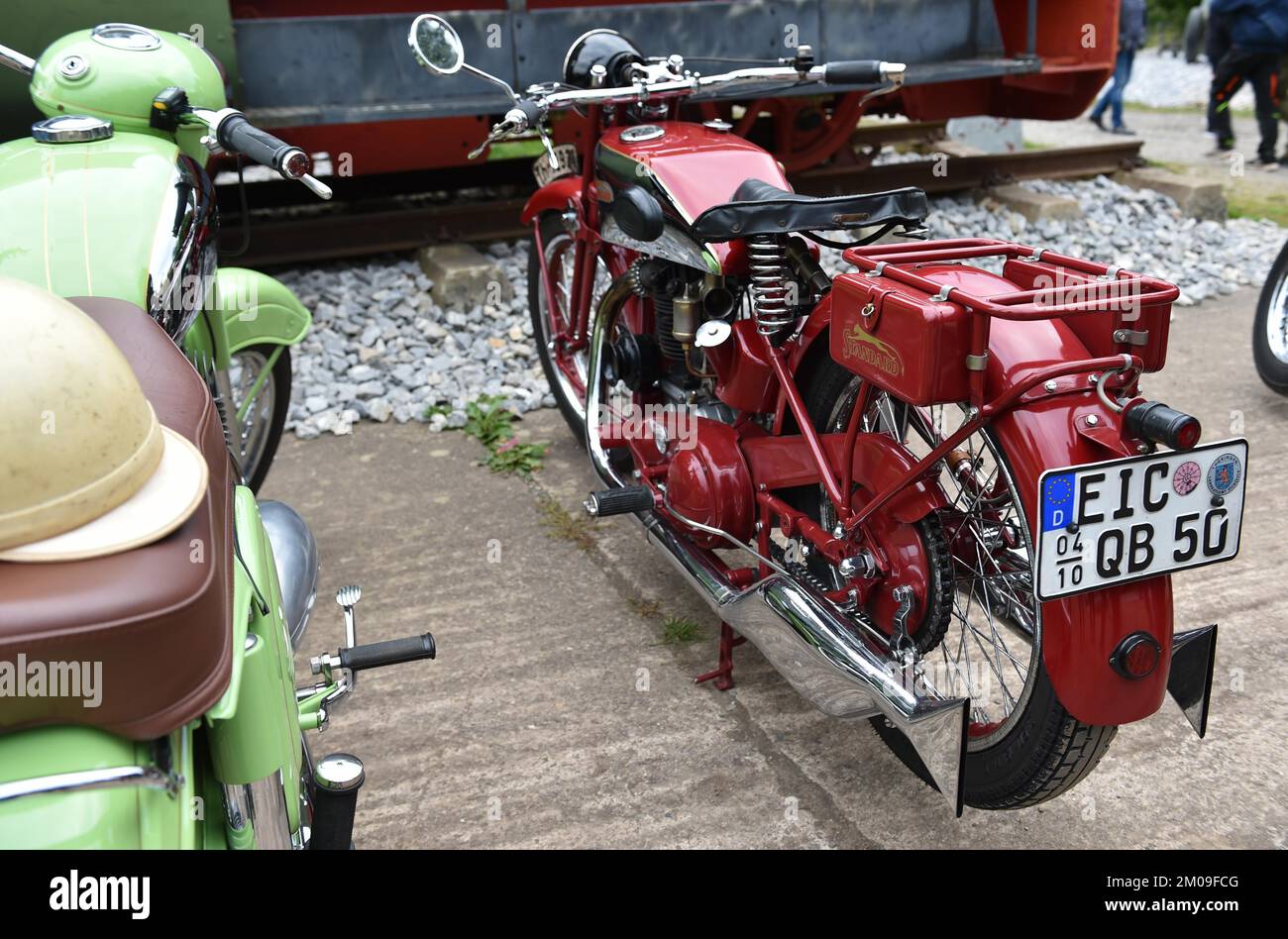 Motorbike Oldtimer Standard and Jawa at a classic car meeting in ...