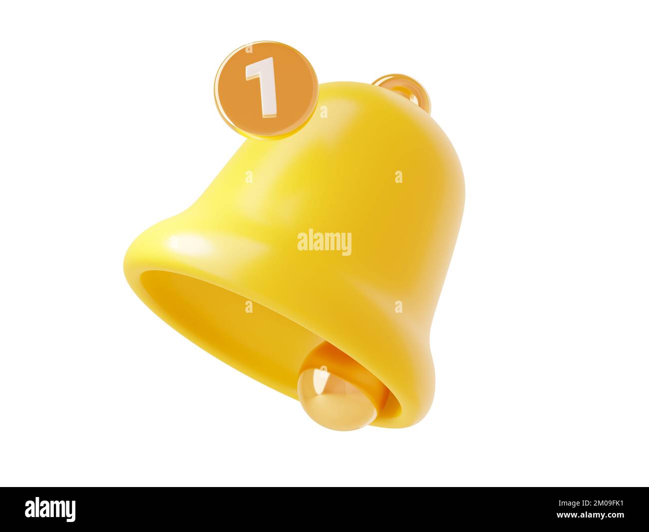 Notification bell icon 3d render - cute cartoon illustration of simple ...