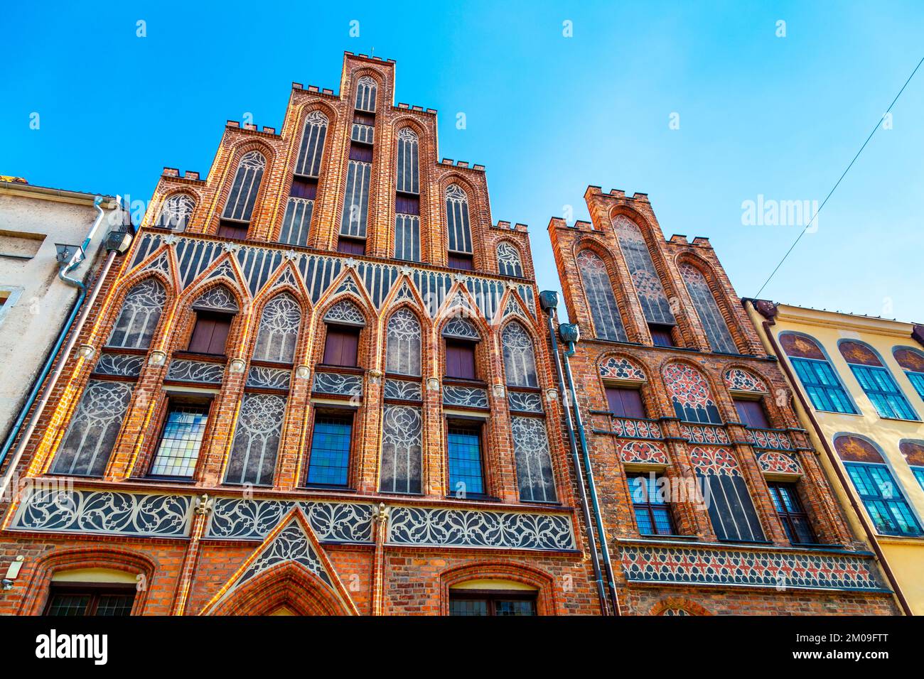 Exterior of the Gothic style 14th century Copernicus House, Torun ...