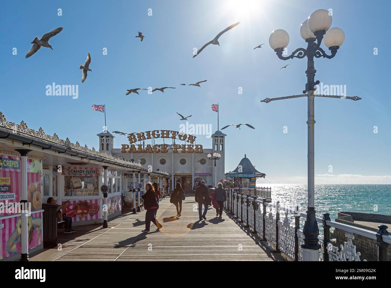 Flying Seagulls, Palace Pier, Brighton, England, United Kingdom, Europe ...