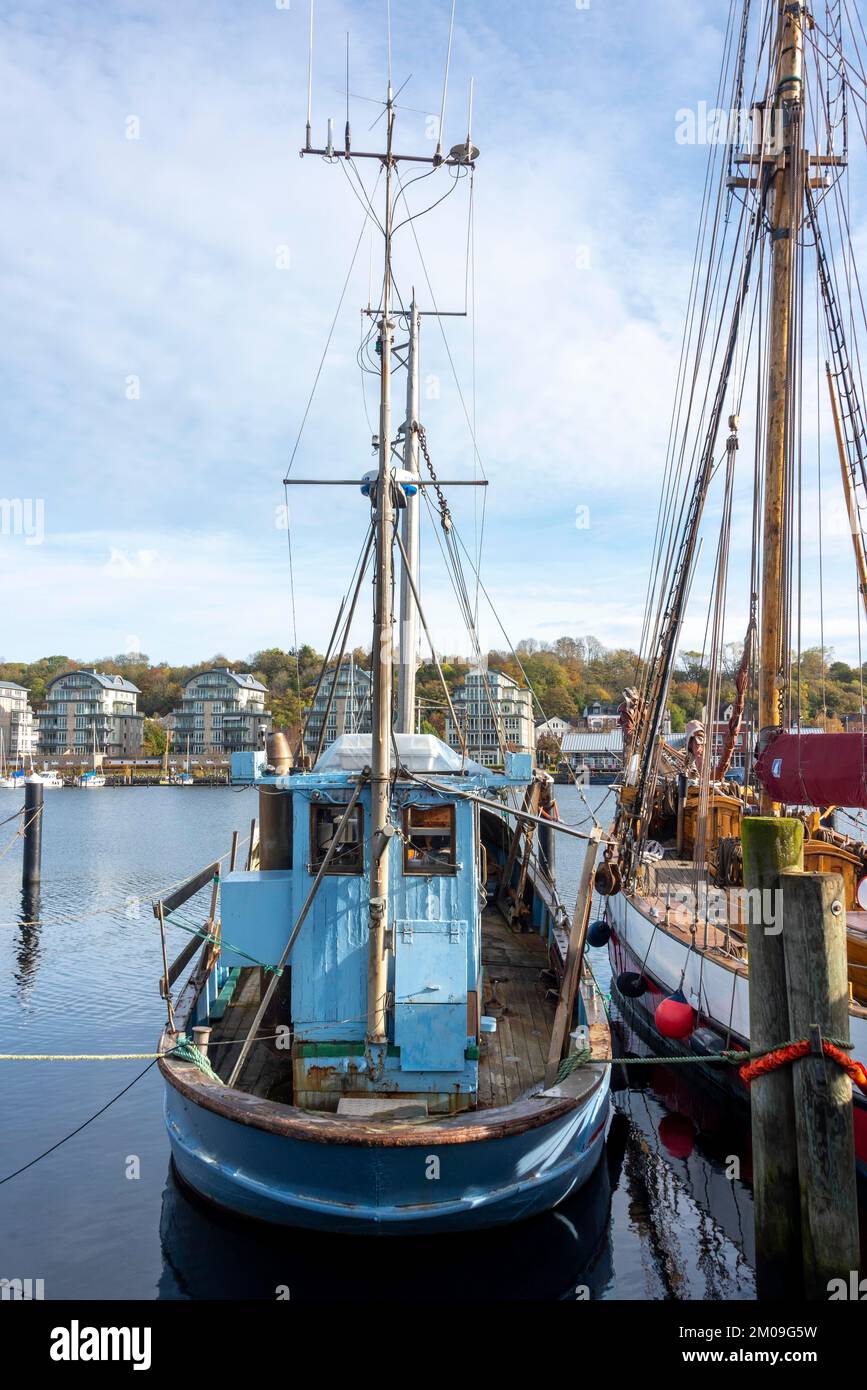 Fishing boat in the harbour, Baltic Sea, Flensburg, Schleswig-Holstein ...