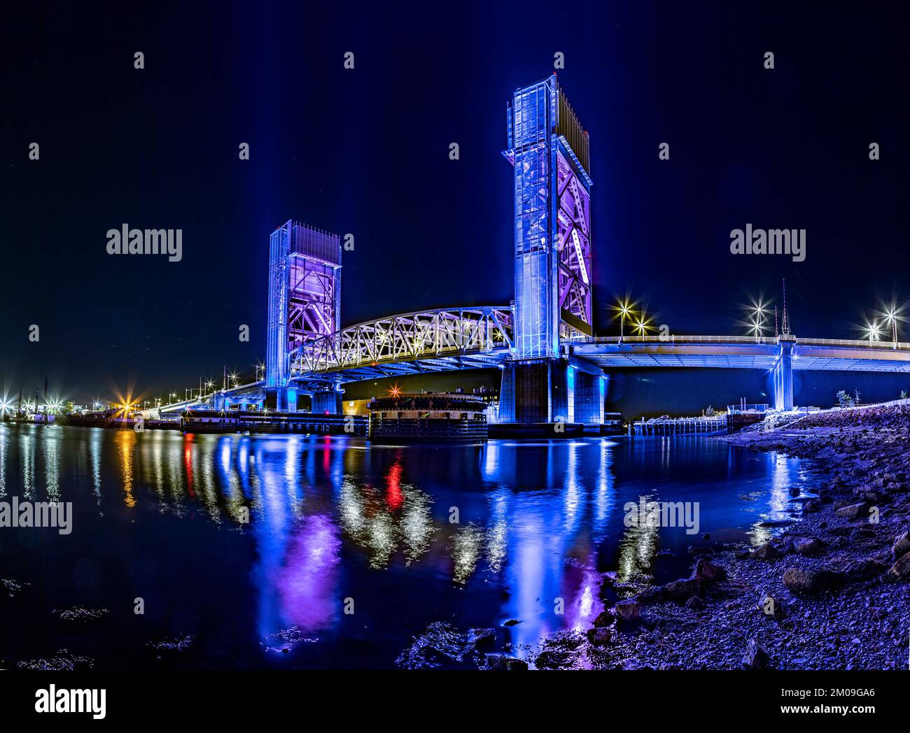 The Bridge Weymouth over Fore river at night Stock Photo - Alamy