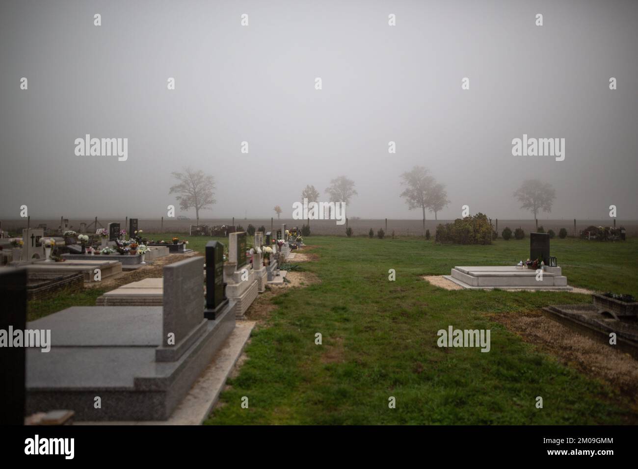 An Empty cemetery on a rainy day Stock Photo - Alamy