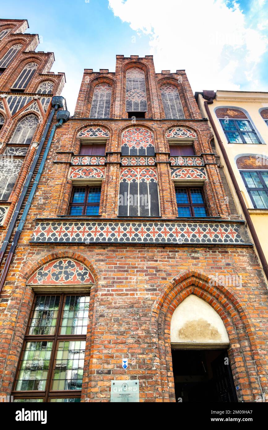 Exterior of the Gothic style 14th century Copernicus House, Torun ...