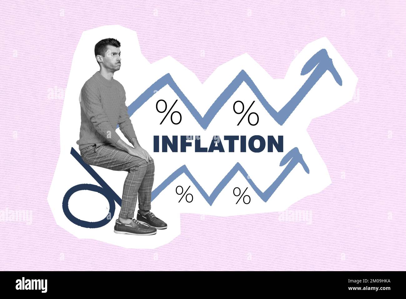 Creative 3d photo collage artwork graphics painting of guy sitting ...