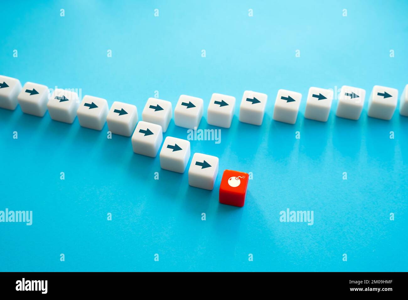 A wrong turn leads to a bad ending. Make the right choice and avoid disaster. Bomb concept ...