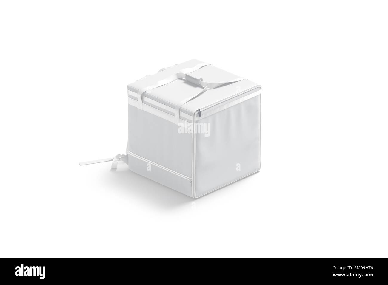 Blank white delivery bag with strap mockup, side view, 3d rendering ...