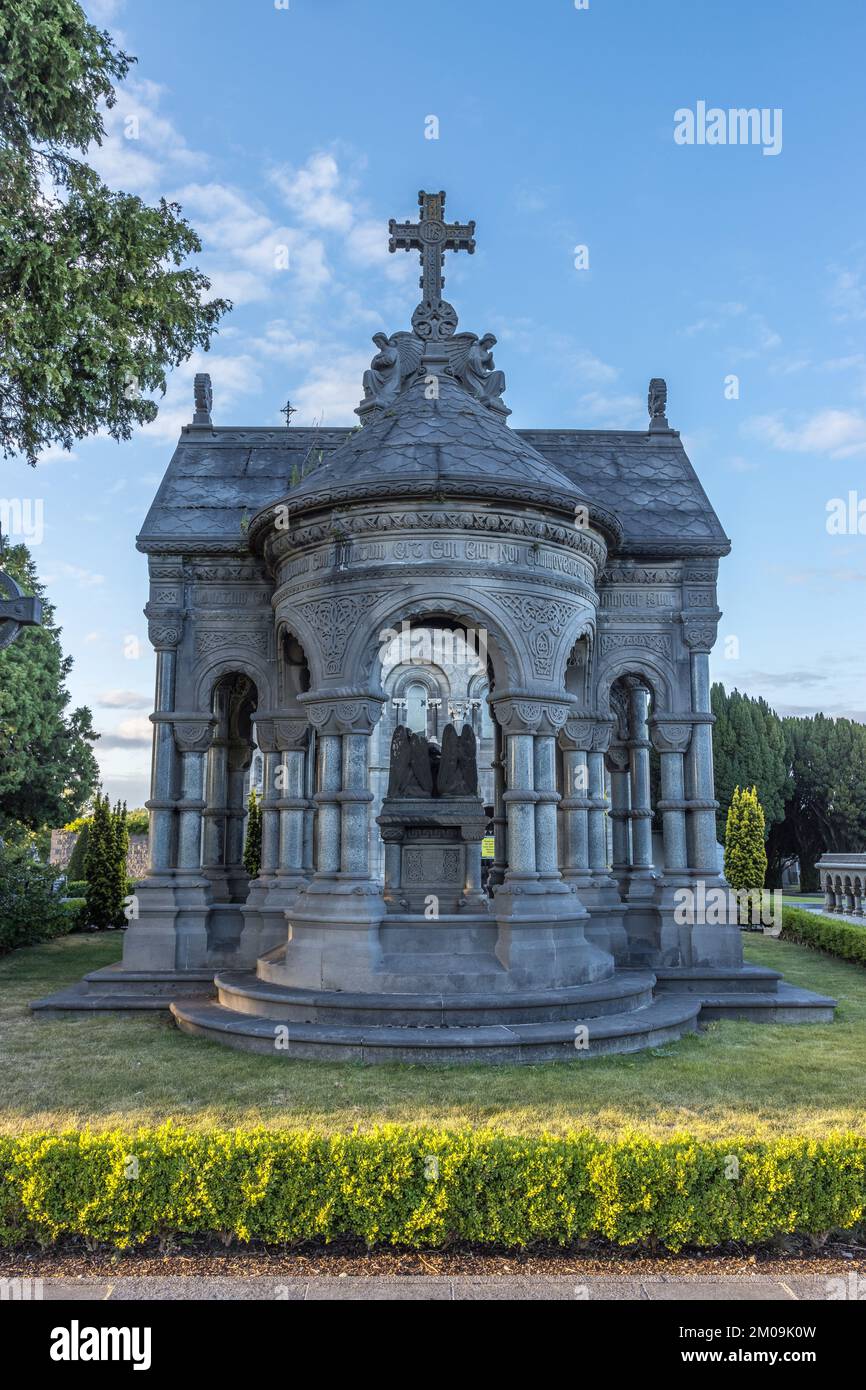 A monument inside the cemetery of Glasnevin district in Dublin, Ireland ...