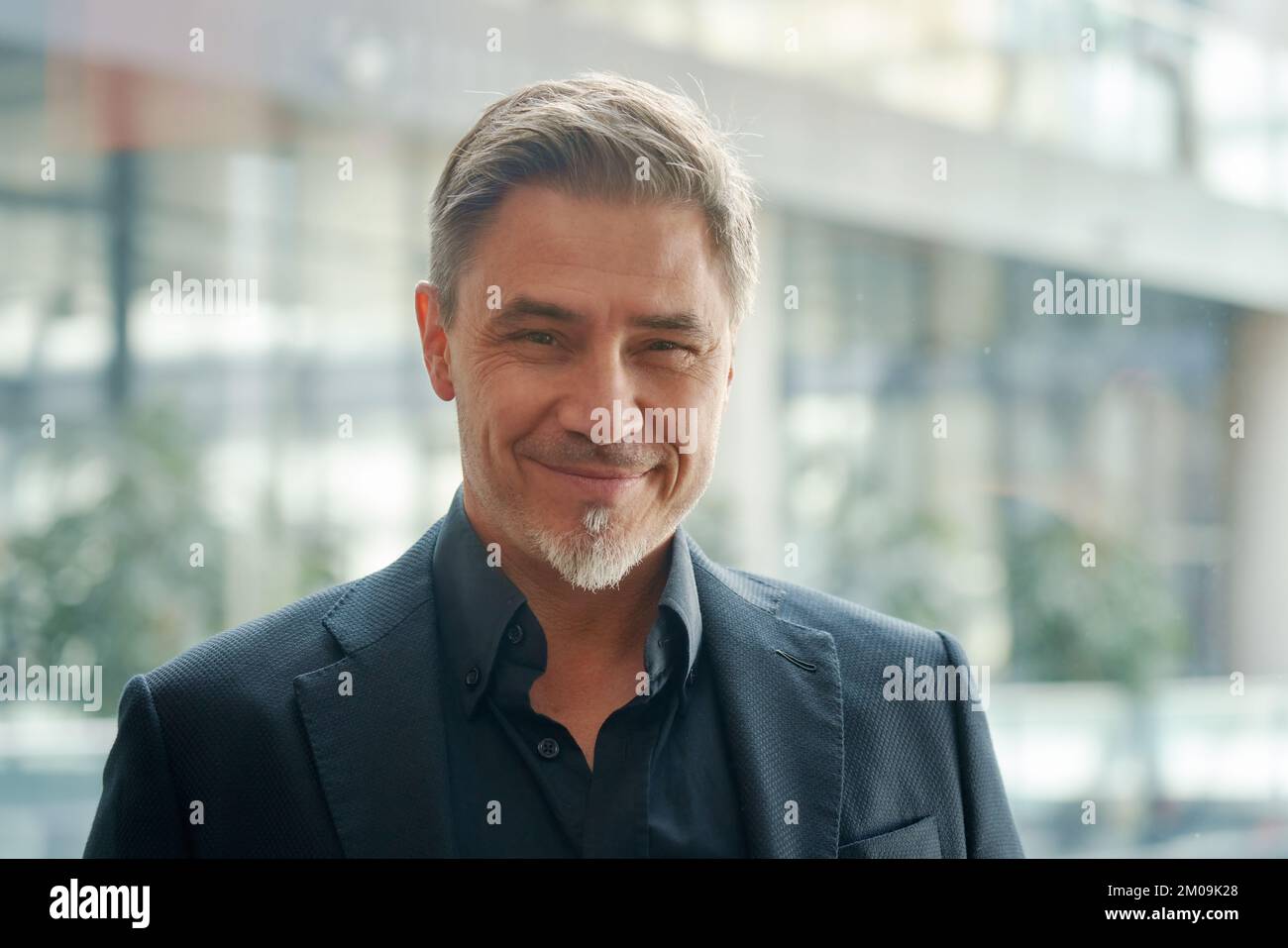 Business portrait - businessman smiling in office. Mature age, middle ...