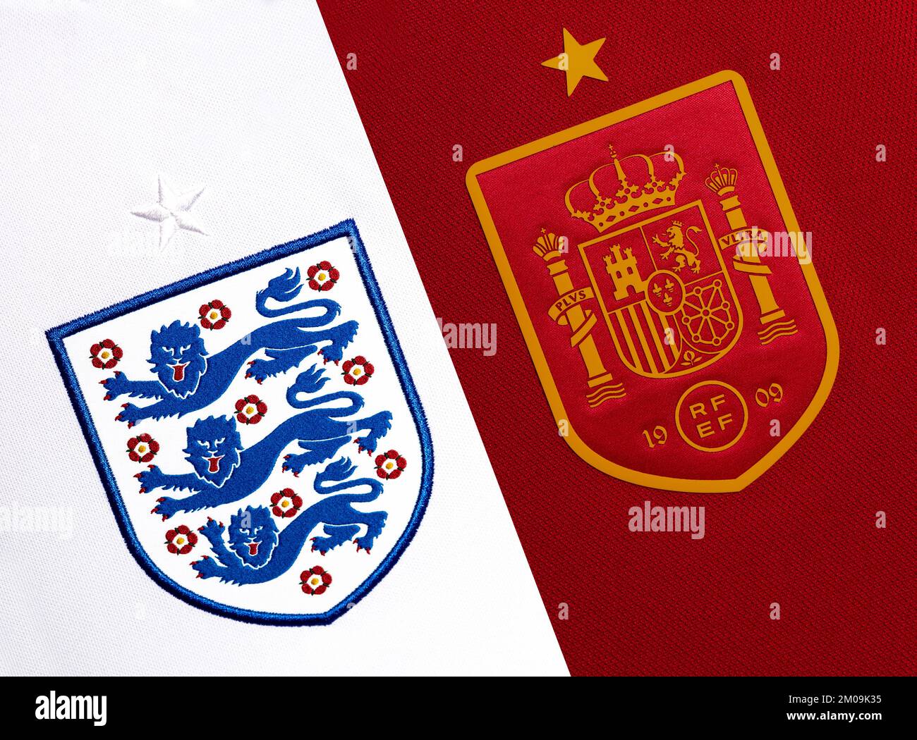Close up of National Football team crest on home kit. FIFA World Cup ...