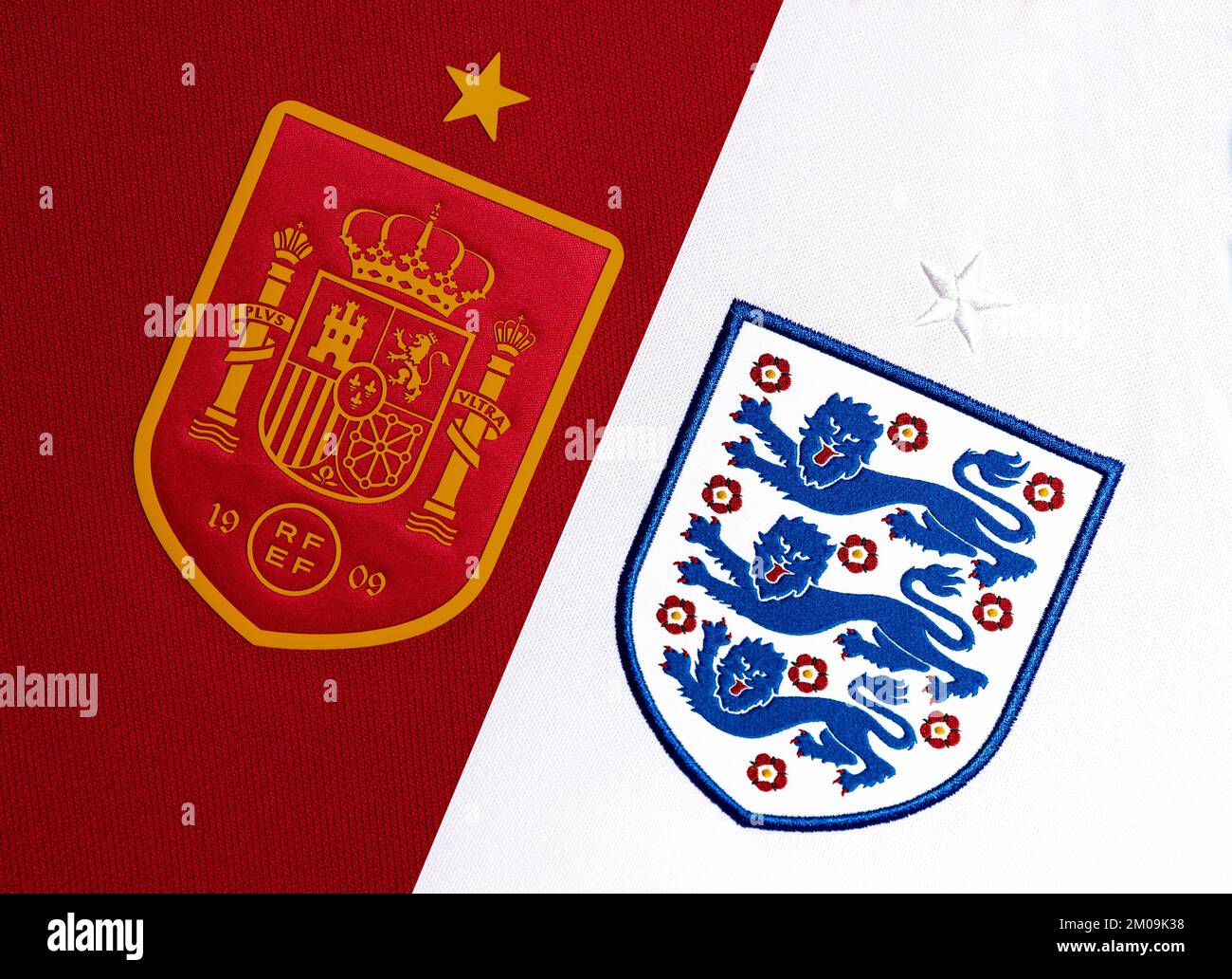 Close up of National Football team crest on home kit. FIFA World Cup ...