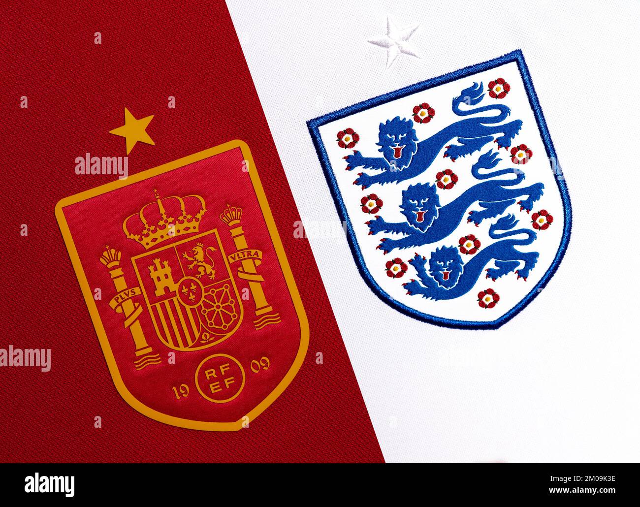 Close up of National Football team crest on home kit. FIFA World Cup ...