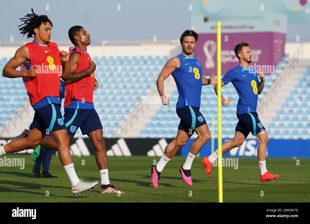 Left to right, England's Trent Alexander-Arnold, Marcus Rashford, Jack ...