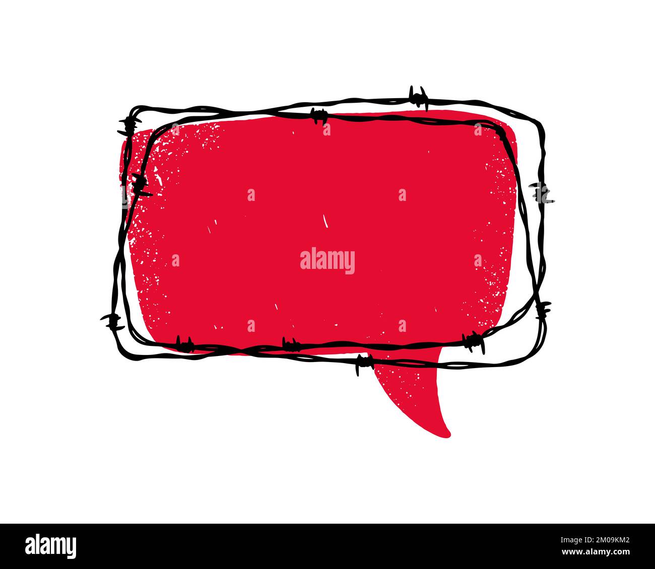 Textured speech bubble with barbed wire. Hand drawn vector illustration ...