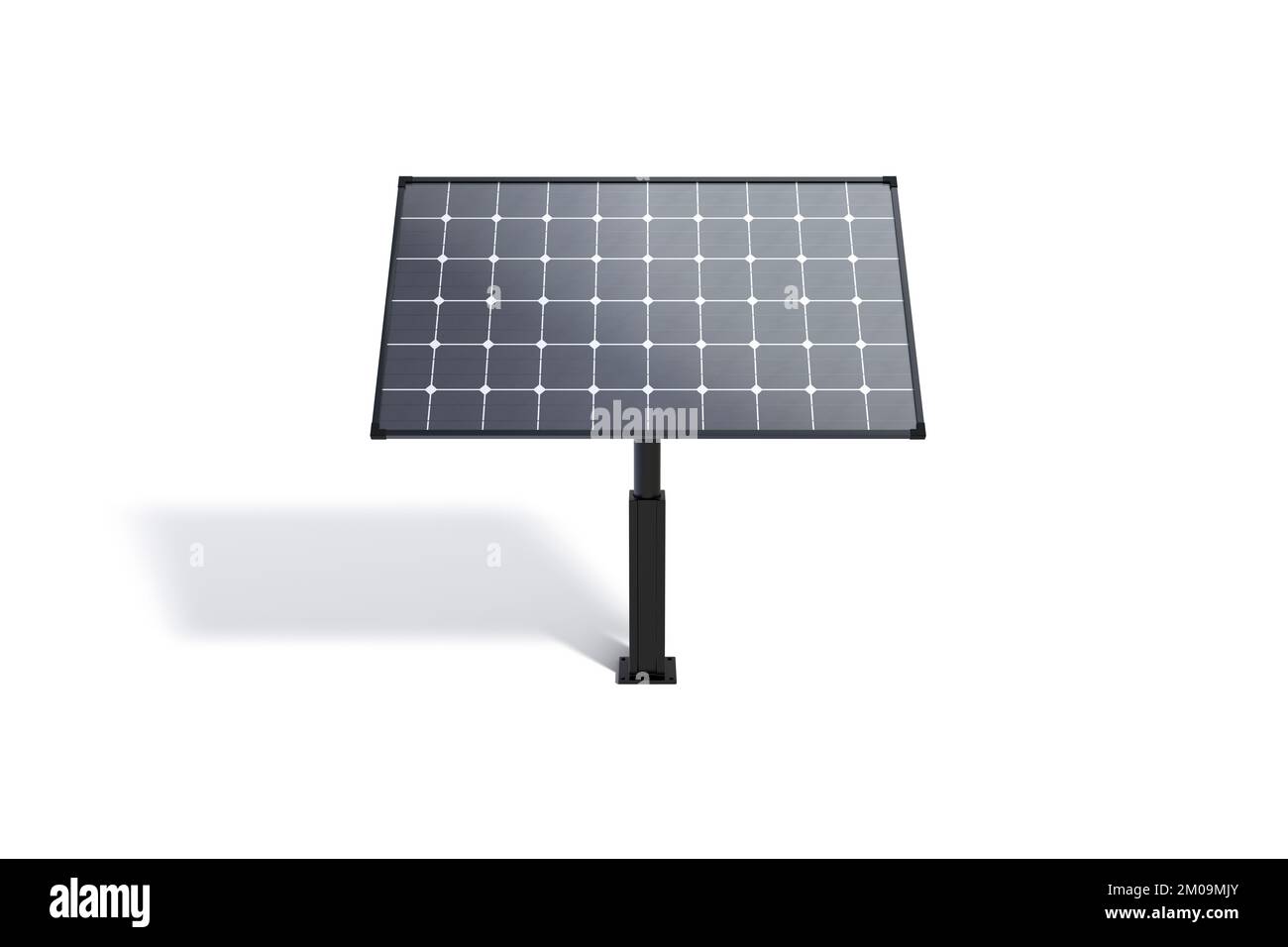 Blank black solar panel mock up stand, front view, 3d rendering. Empty ...