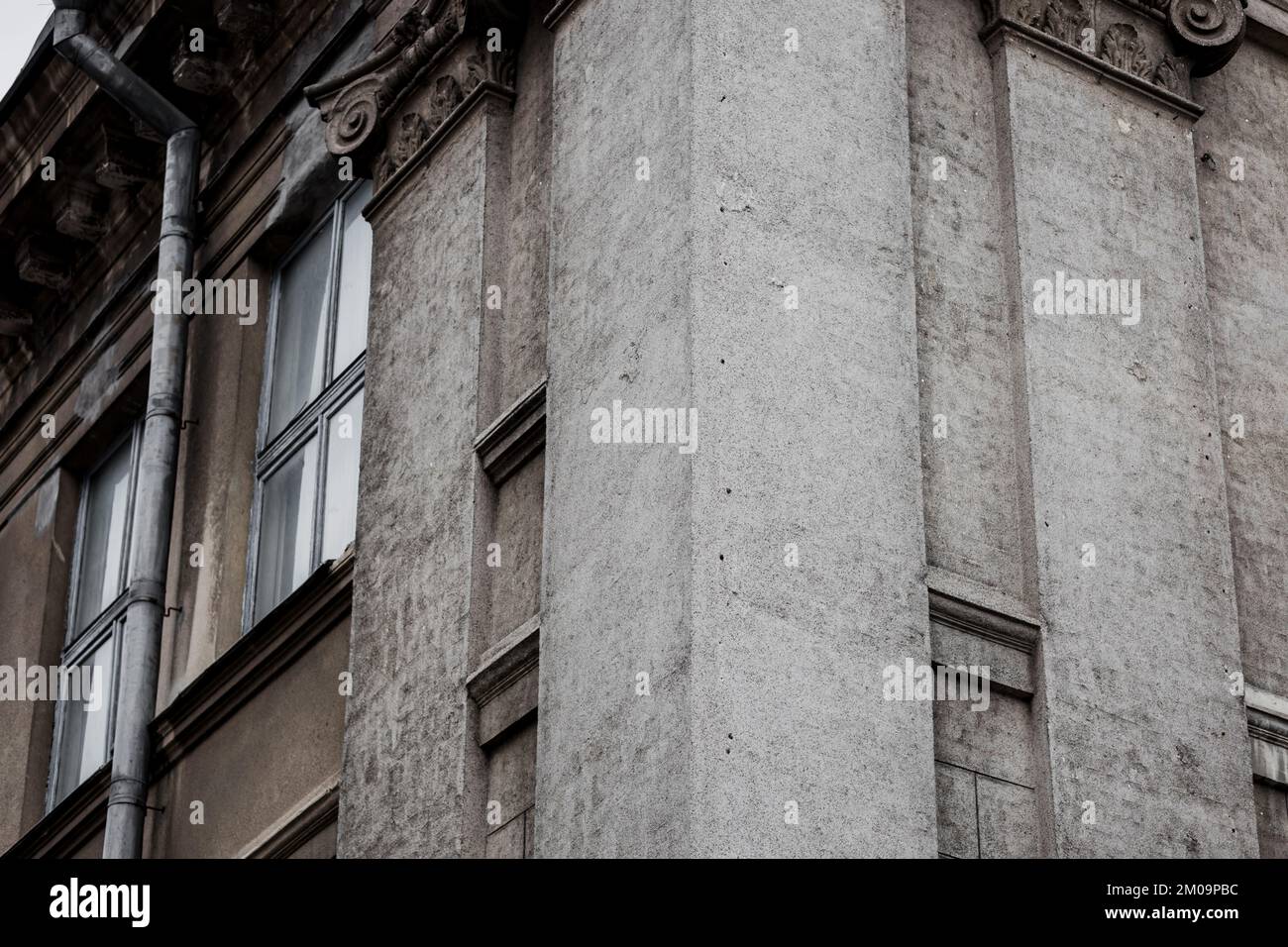 old gray building. historic architecture Stock Photo - Alamy