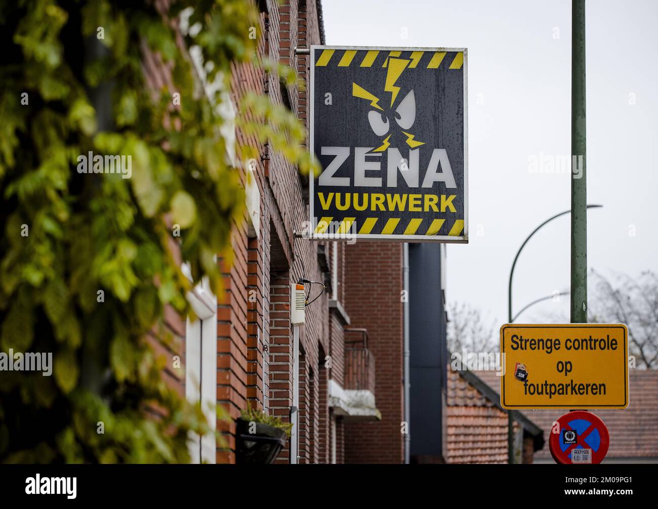 BAARLE-HERTOG - Exterior of a store where fireworks are sold, just ...
