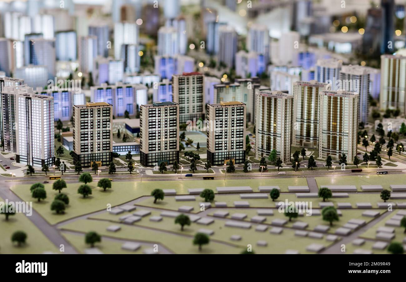 buildings and houses in miniature. urban development plan Stock Photo ...