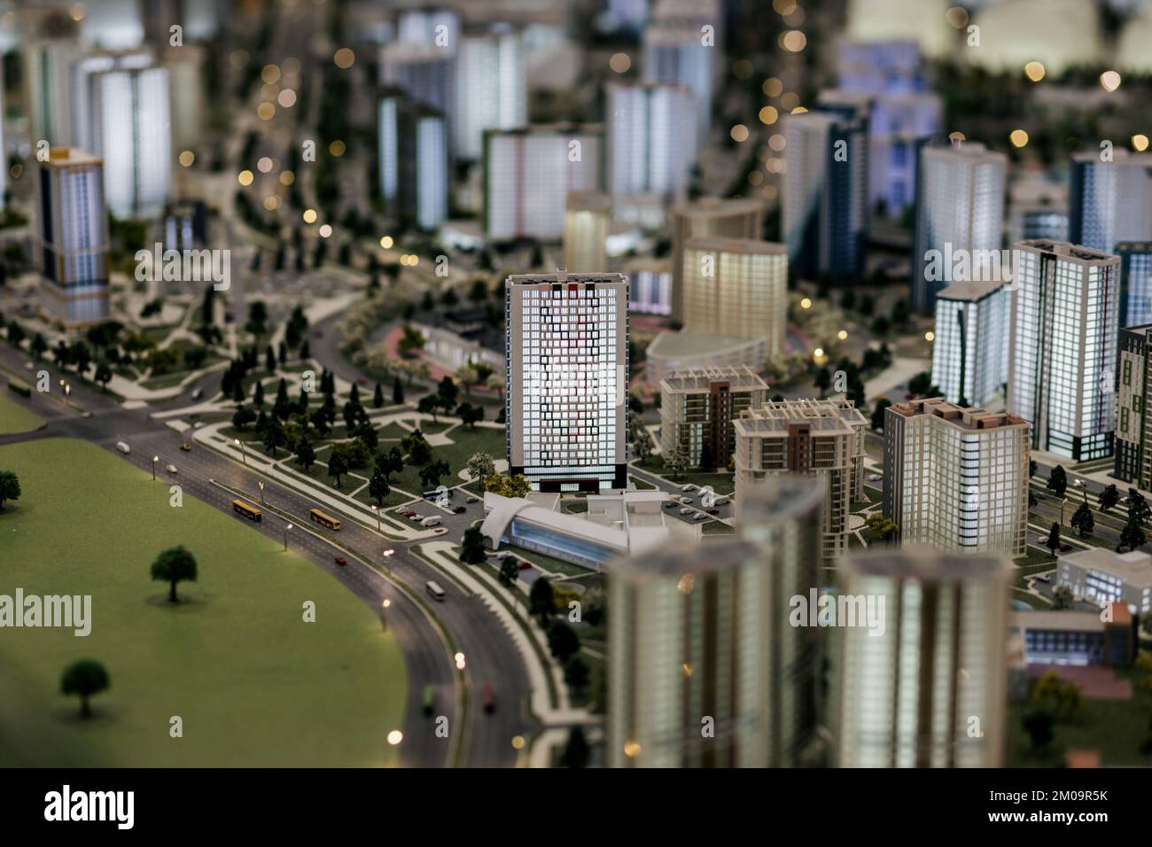 a miniature model of the city. City maquette. New building project ...