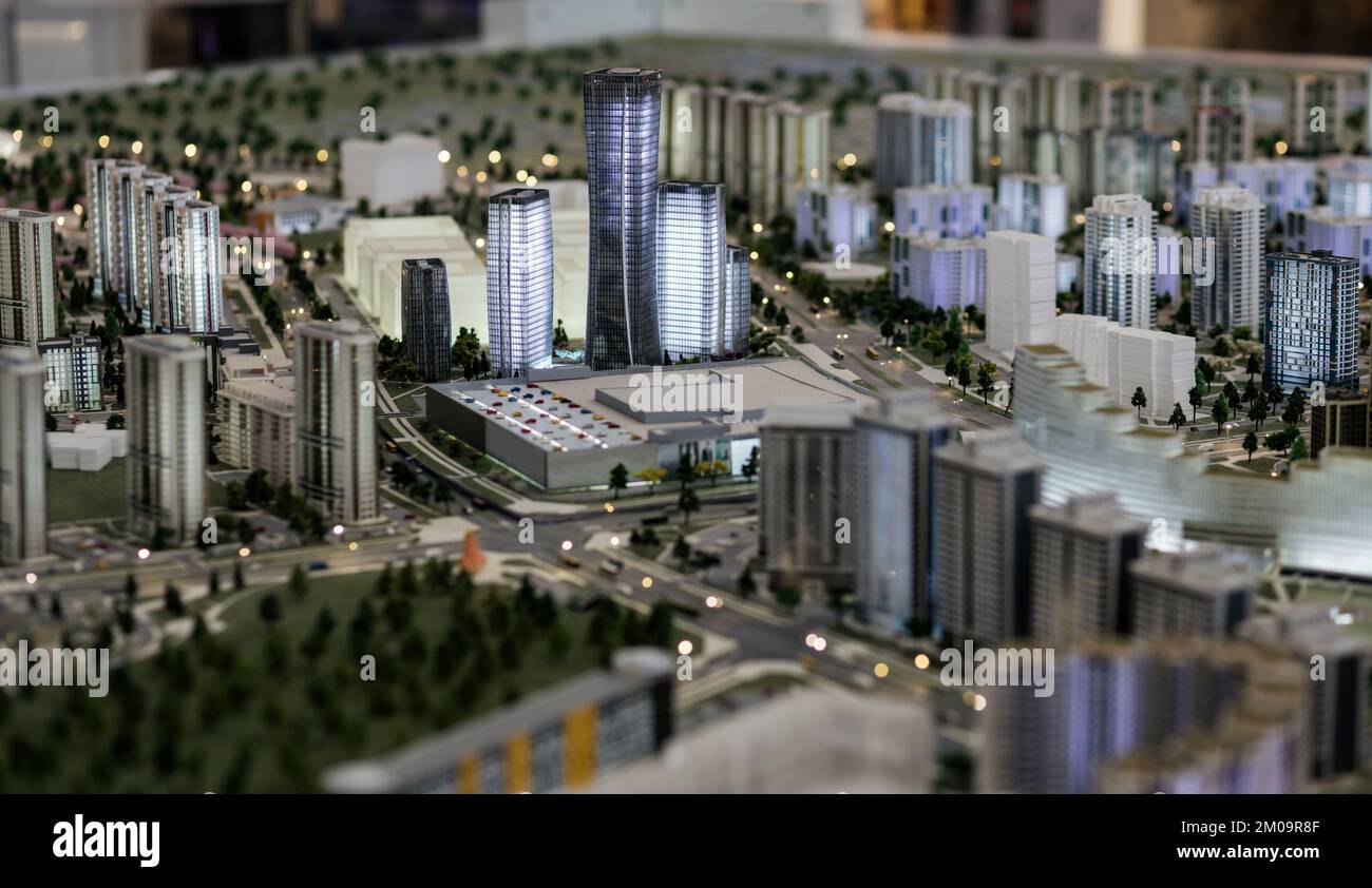 Miniature buildings. City and housing mockup. Modern style miniature ...