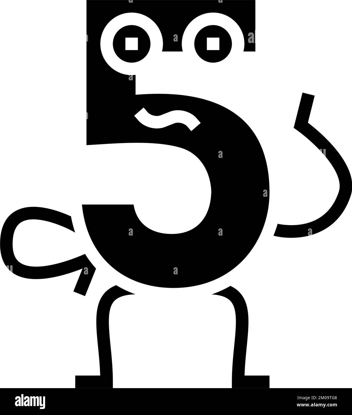 five number character glyph icon vector illustration Stock Vector Image ...