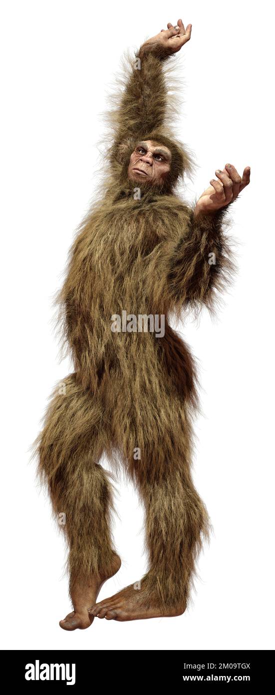 3D rendering of a Sasquatch or Bigfoot isolated on white background ...