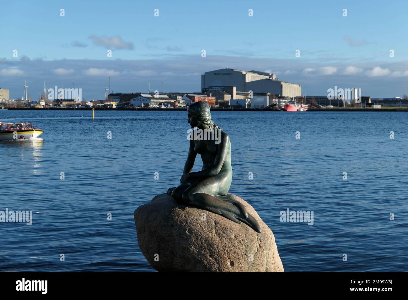 The Little Mermaid statue next to the port in Copenhagen Stock Photo ...