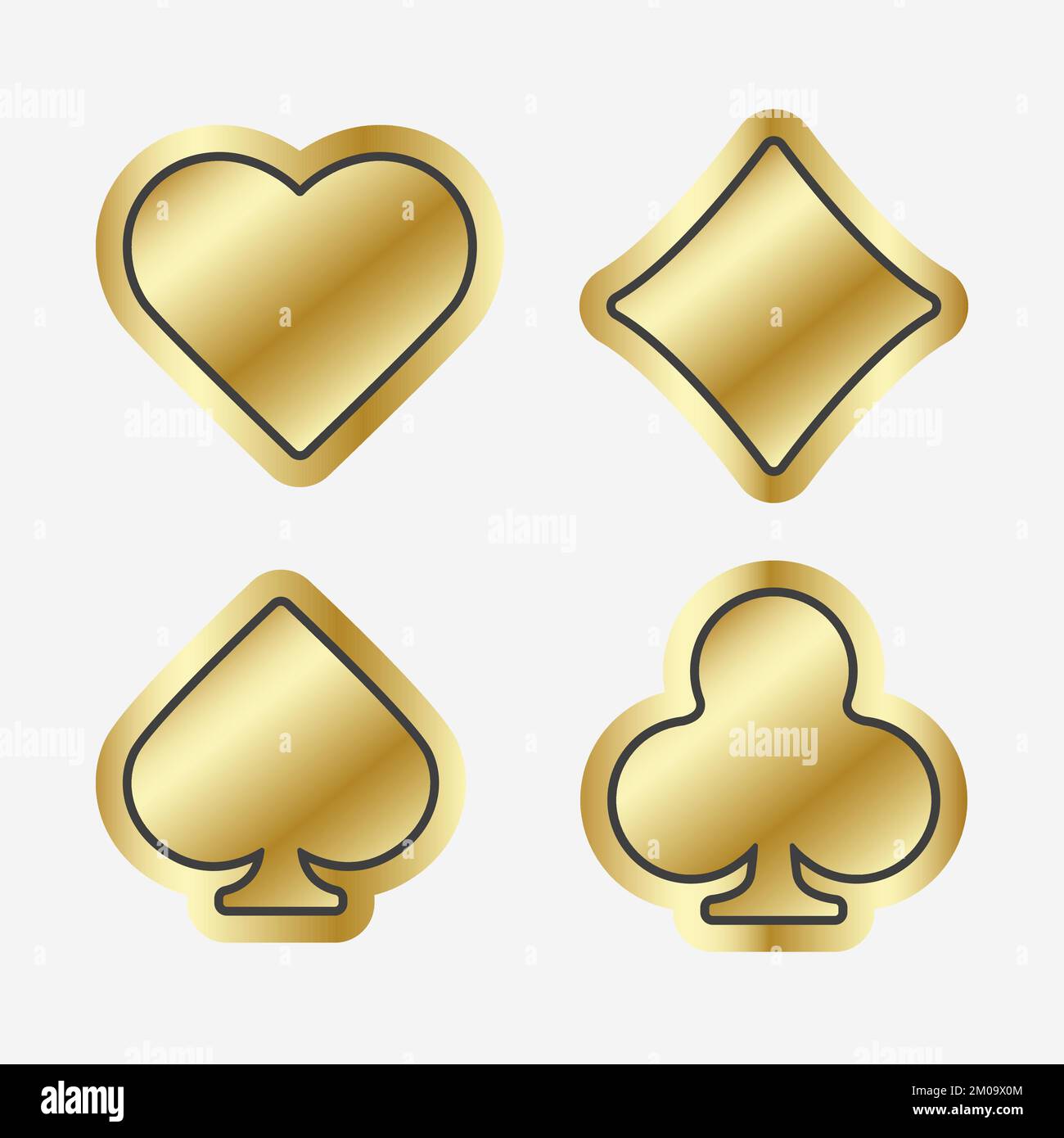 Set collection golden gambling sign symbol of playing card suits and ...