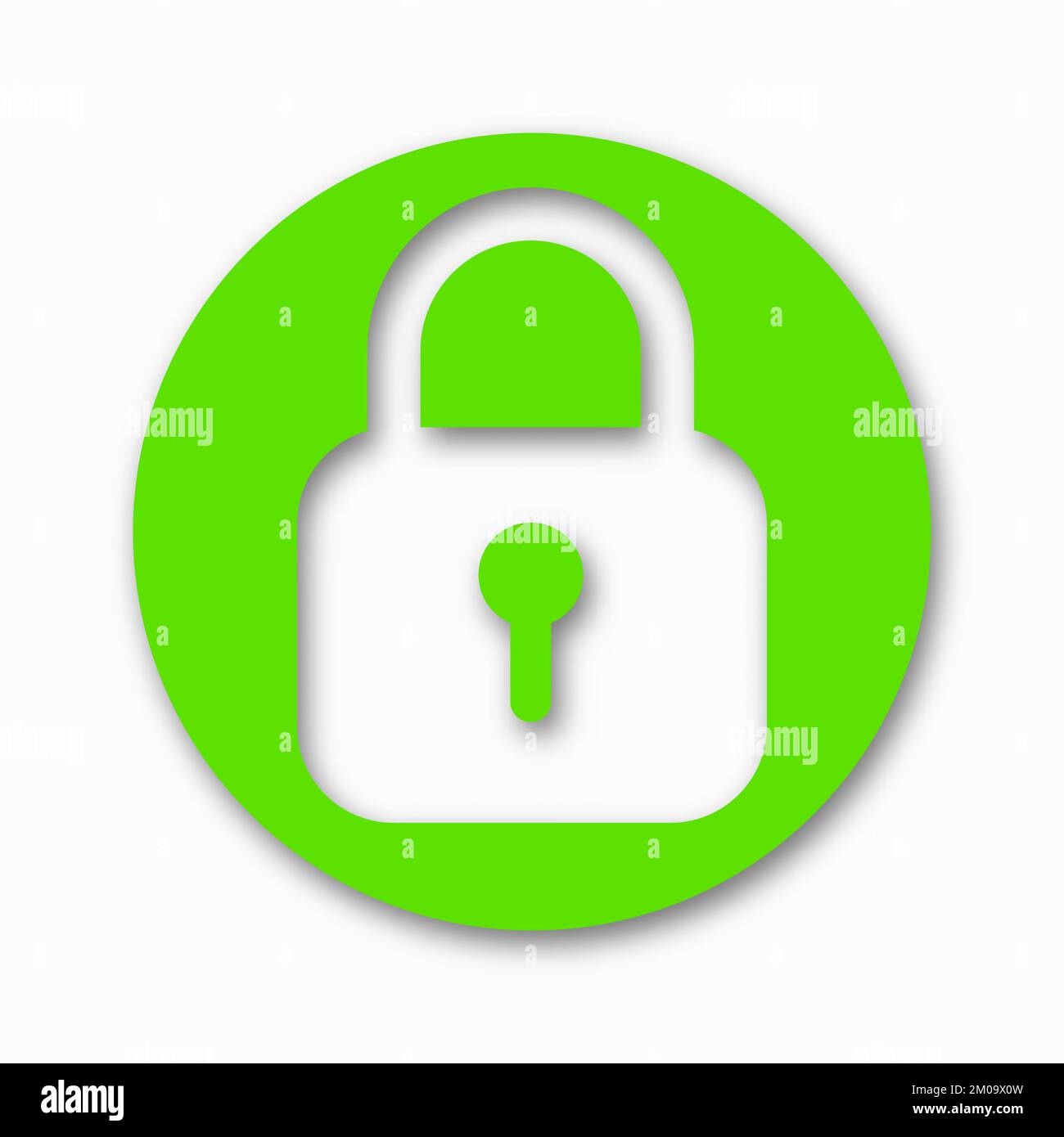 Green padlock icon isolated on white background. Symbol sign lock ...