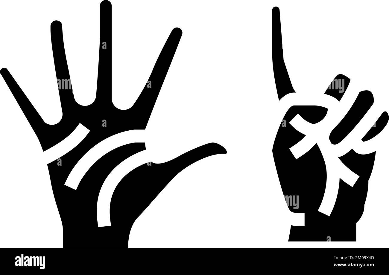 Hand sign of number six Black and White Stock Photos & Images - Alamy