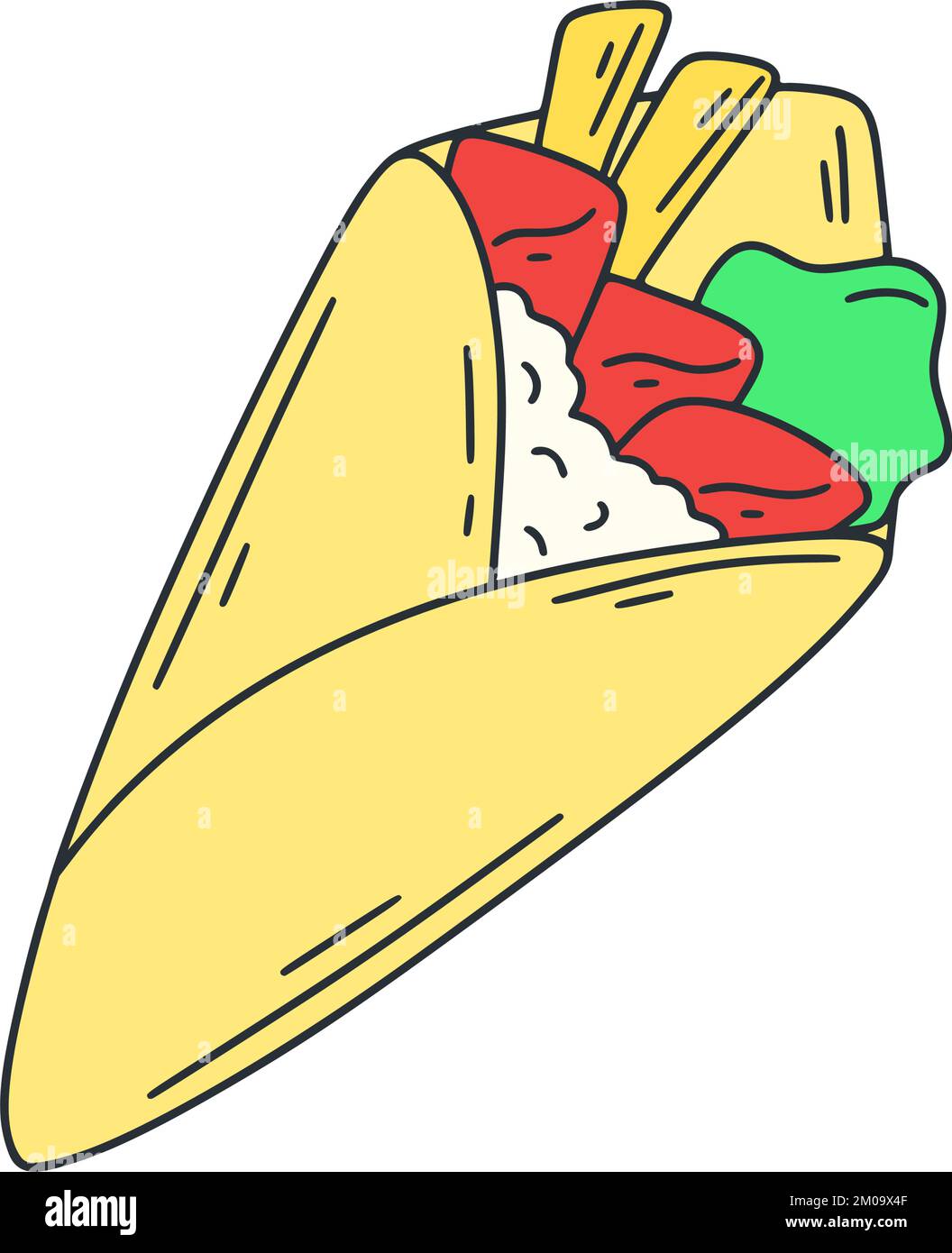 Temaki colored doodle illustration. Asian food isolated vector ...
