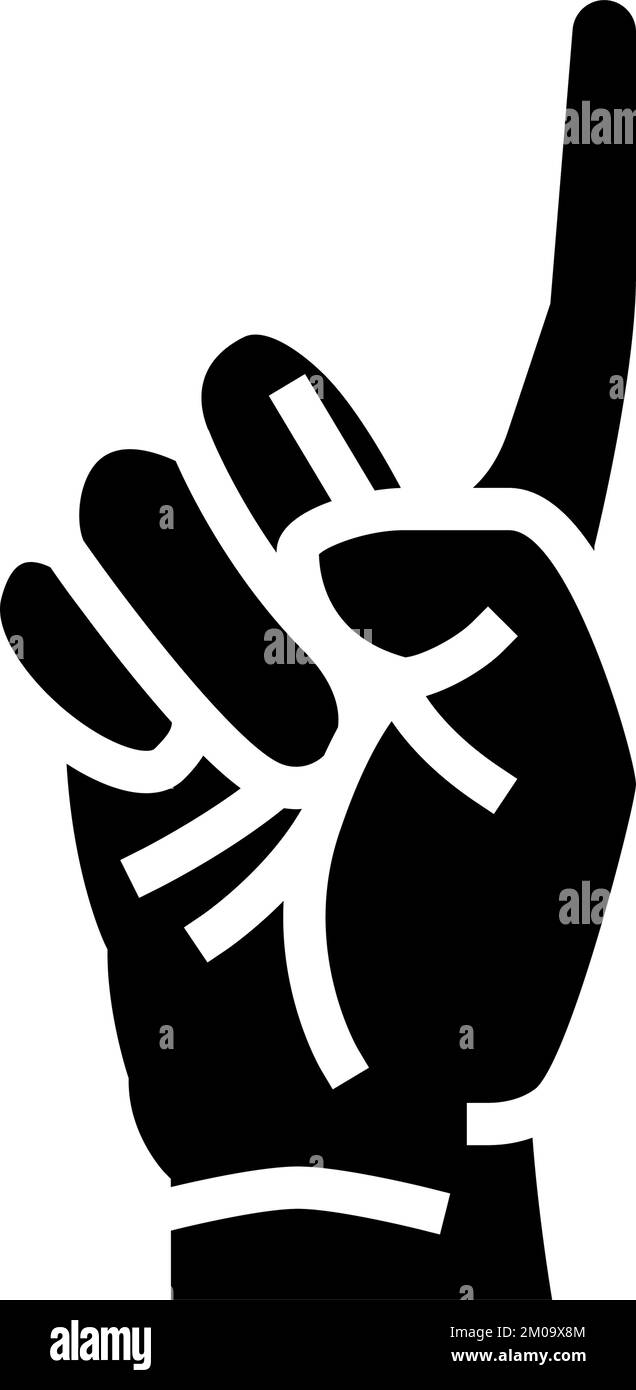 one number hand gesture glyph icon vector illustration Stock Vector ...