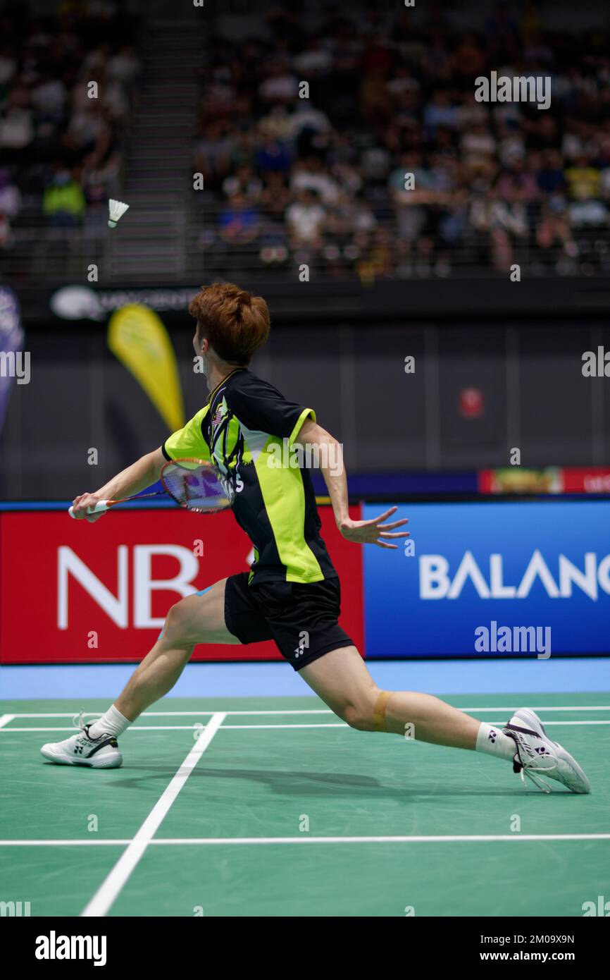 NG Tze Yong of Malaysia in action during the singles match between LU ...