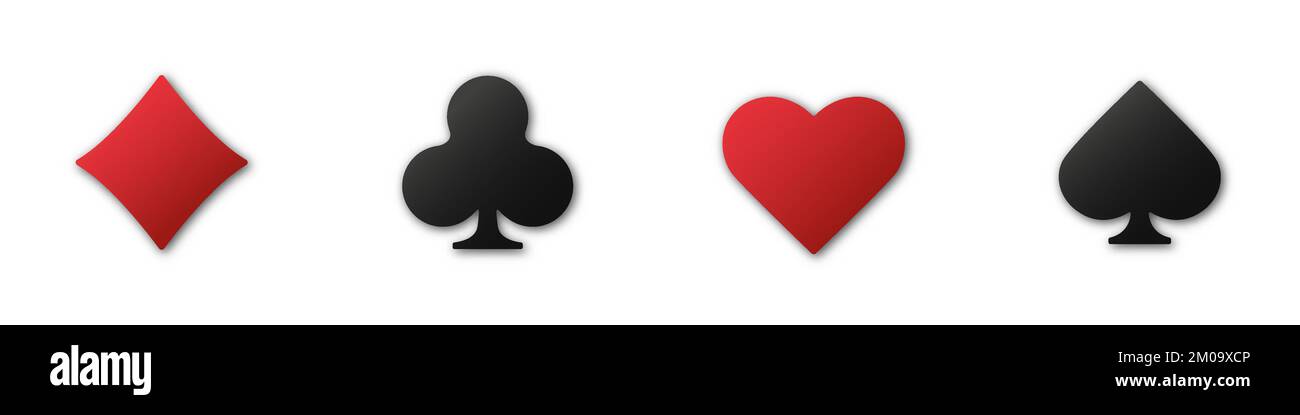 Set collection gambling sign symbol of playing card suits and chips for ...