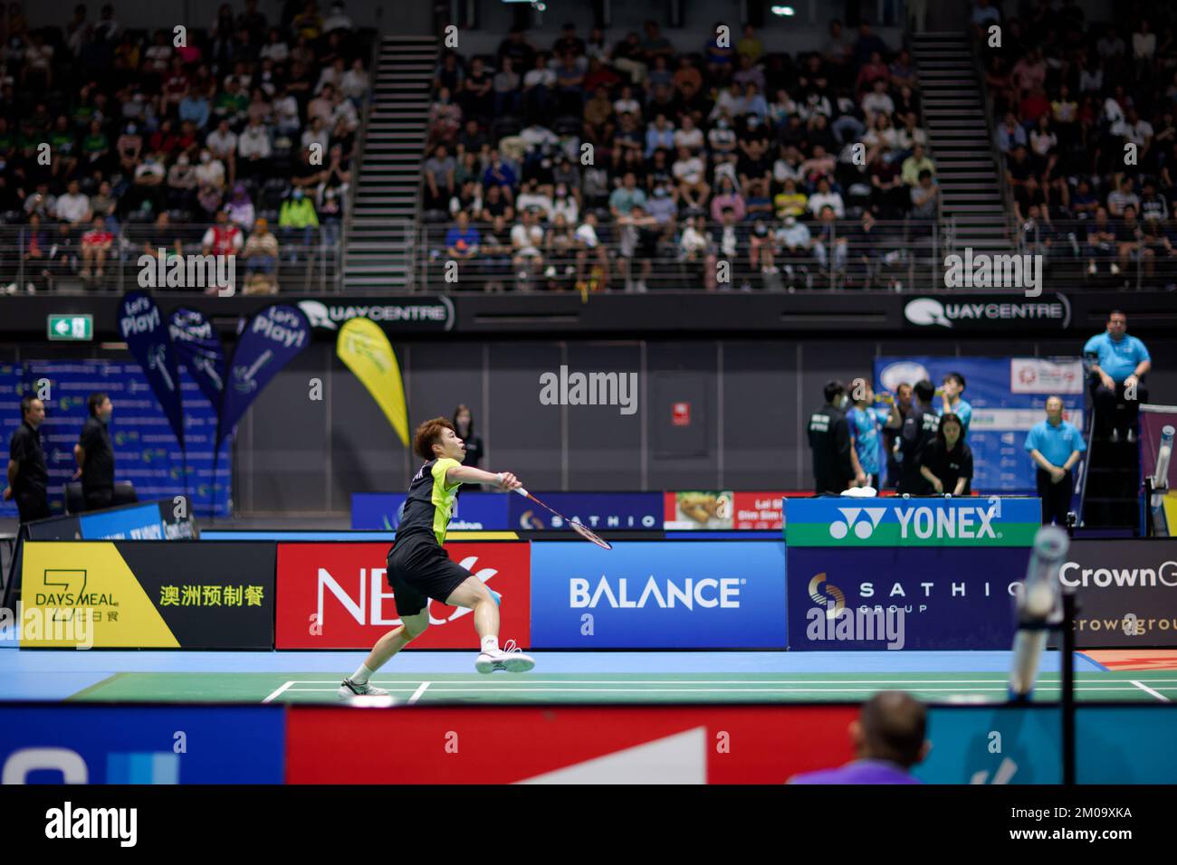 NG Tze Yong of Malaysia in action during the singles match between LU ...