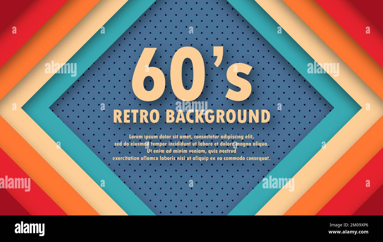 Abstract funky 1960's background with rhombus elements and retro colors ...